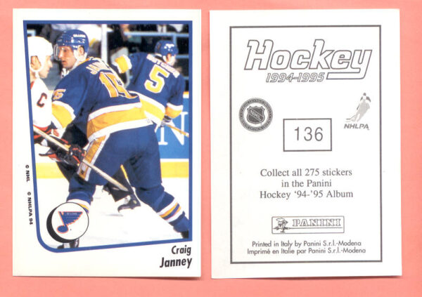 1994 PANINI #136-Craig Janney - NHL Hockey Stickers