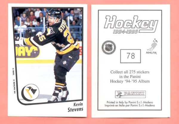 1994 PANINI #78-Kevin Stevens - NHL Hockey Stickers